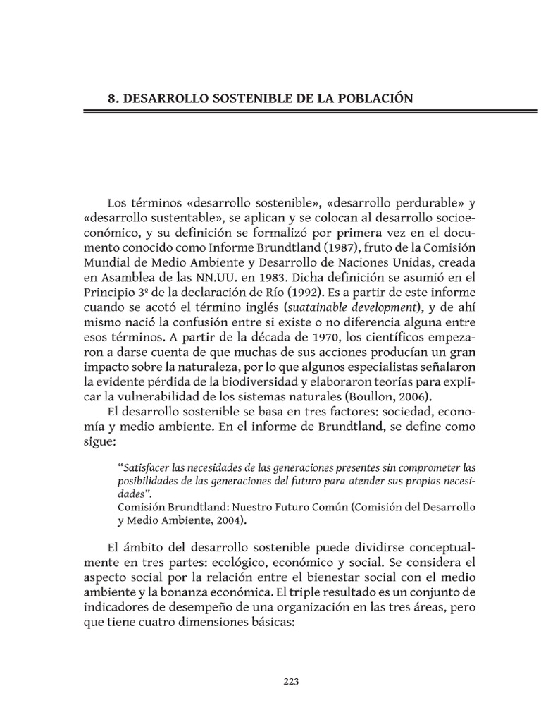 Demografía Un Problema Global - Capitulo 8 - Desarrollo Sostenible y Población | PDF