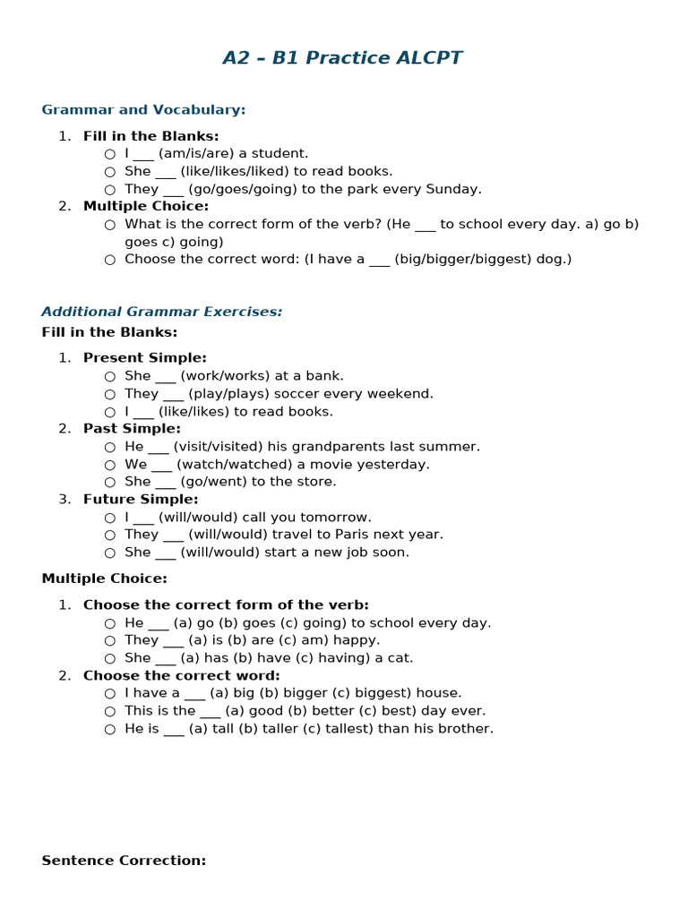 A2-B1 ALCPT Practice | PDF