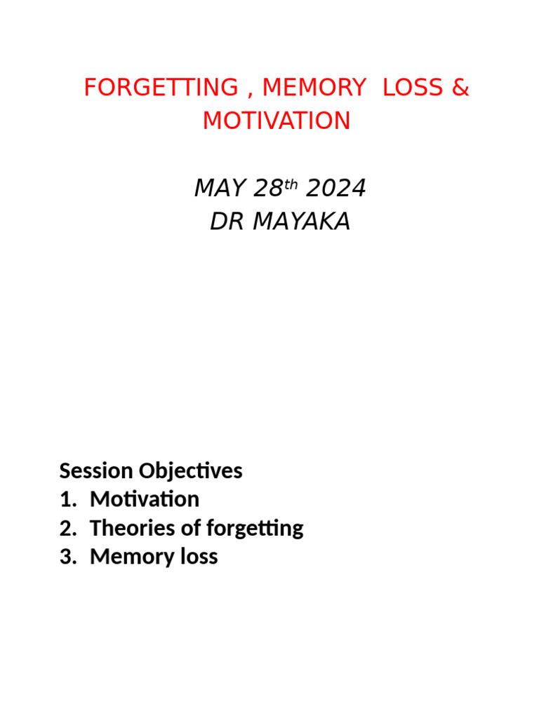 Motivation, Forgetting, and Memory | PDF