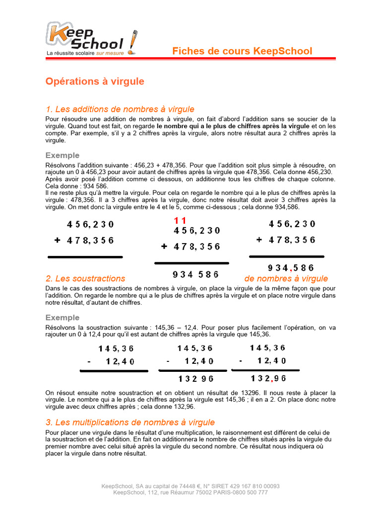 Operations Virgule | PDF