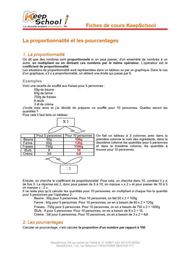 Proportionnalite Pourcentages | PDF