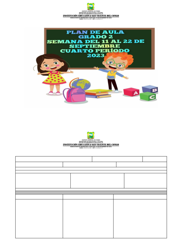 PLANEACION GRADO 2° CUARTO PERIODO | PDF