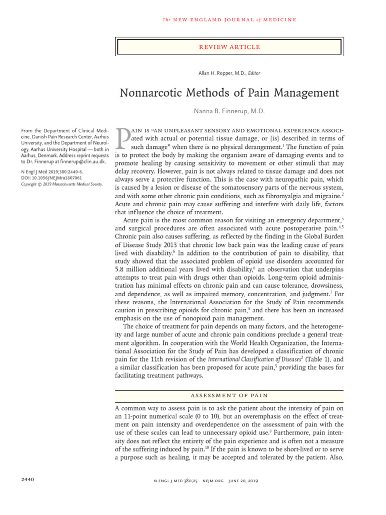 NEJM-Nonnarcotic Methods of Pain Managementra | PDF