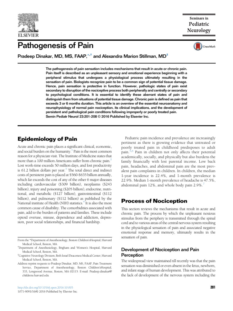 2016 - Pathogenesis of Pain | PDF
