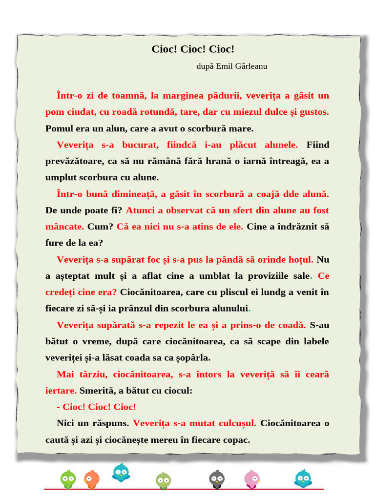 Cioc Cioc Cioc Intelegerea Textului | PDF