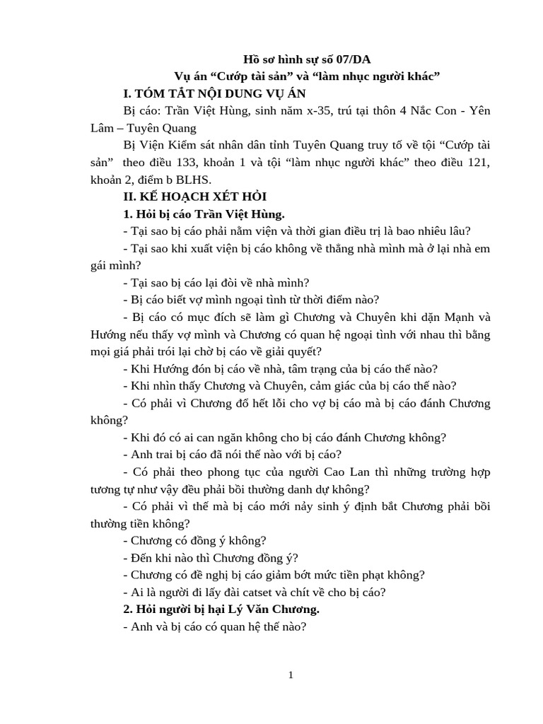 [123doc] Ho So Hinh Su Mai Tien Dat Da Vu an Cuop Tai San Va Lam Nhuc Nguoi Khac Ppsx | PDF