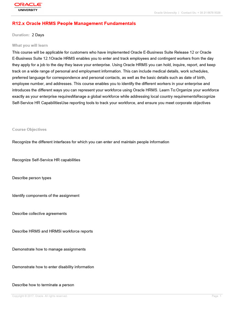 R12 Oracle HRMS people management fundamentals | PDF