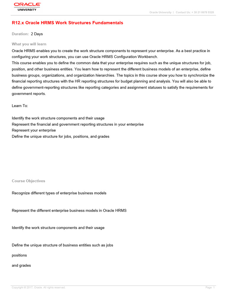 R12.x Oracle HRMS Work Structures Fundamentals | PDF