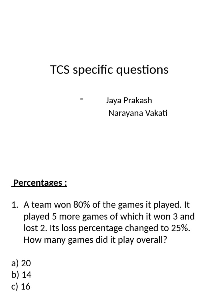 TCS Aptitude PPT - 150 | PDF
