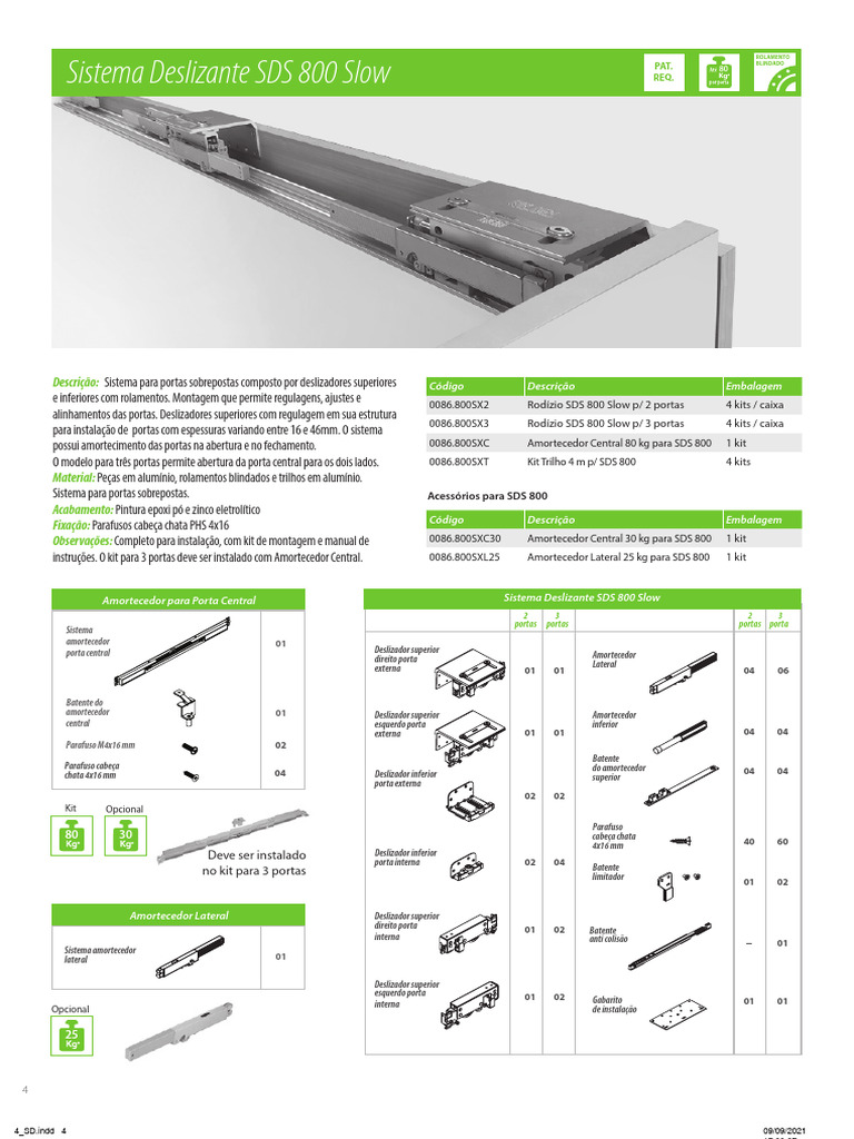 SDS 800 Sliding System Guide | PDF