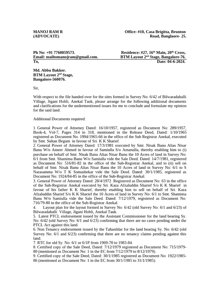 Requisition List Bilwaradahalli | PDF | Environmental Law | Law And ...