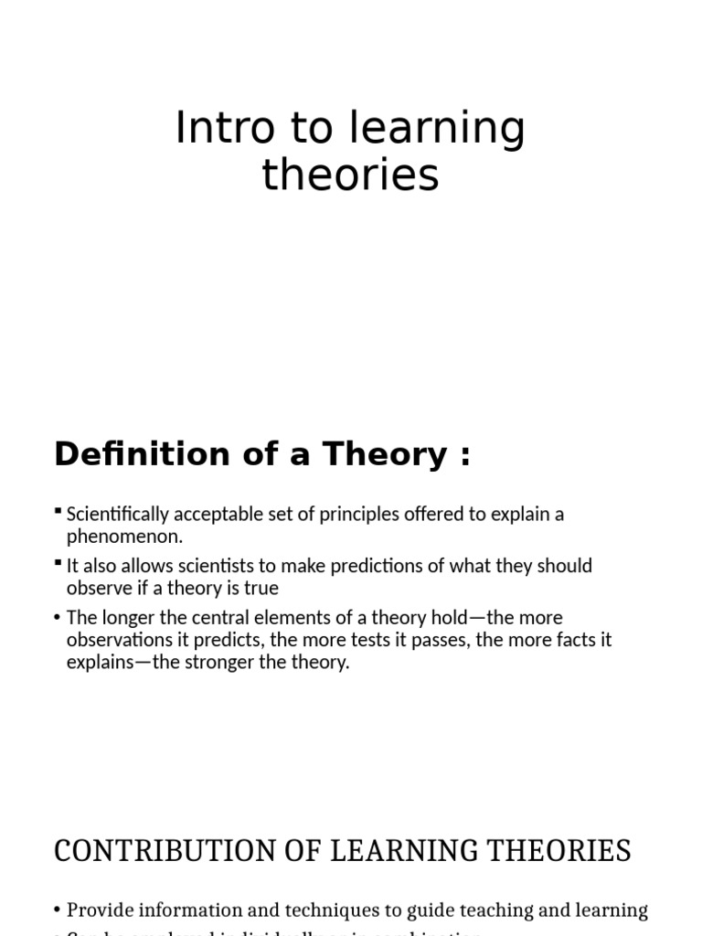 Intro To Learning Theories | PDF
