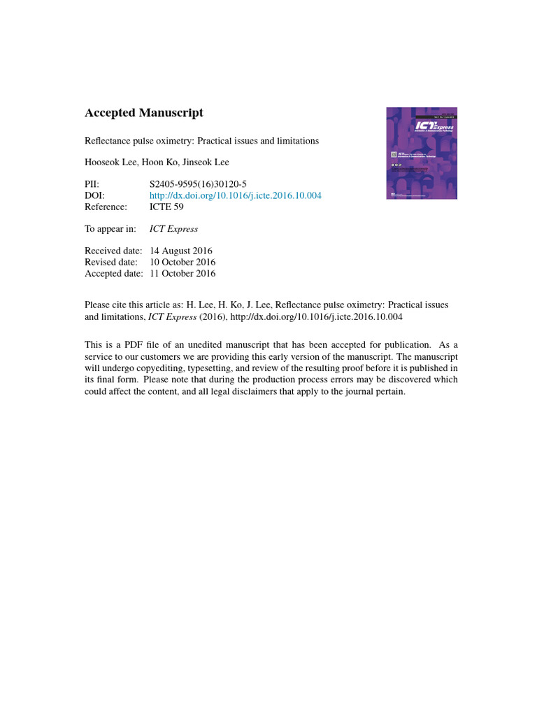 Reflectance Pulse Oximetry Practical Issues and Li | PDF | Electrical ...