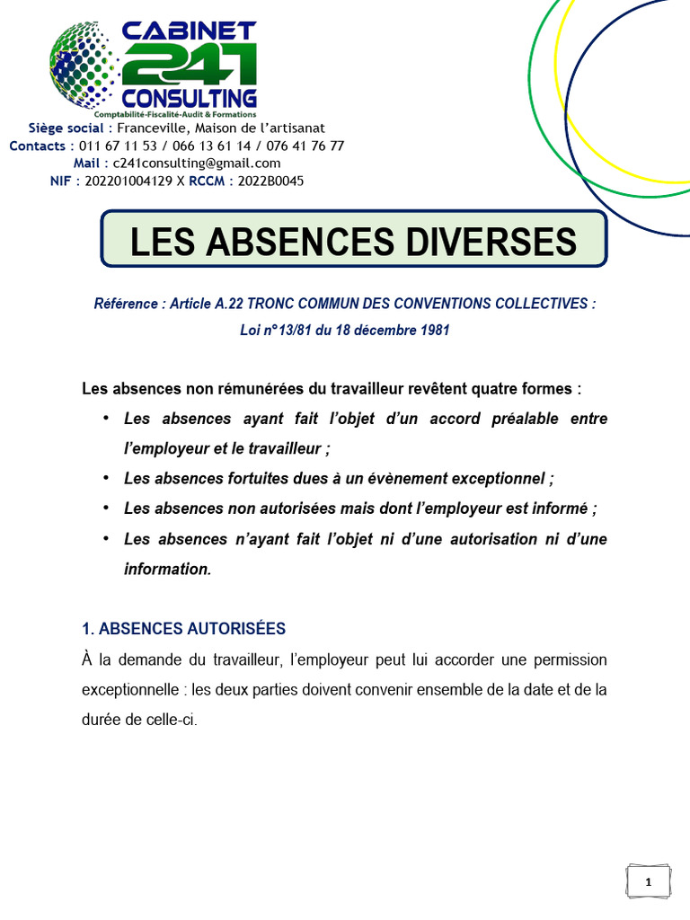 Les Absences Diverses | PDF