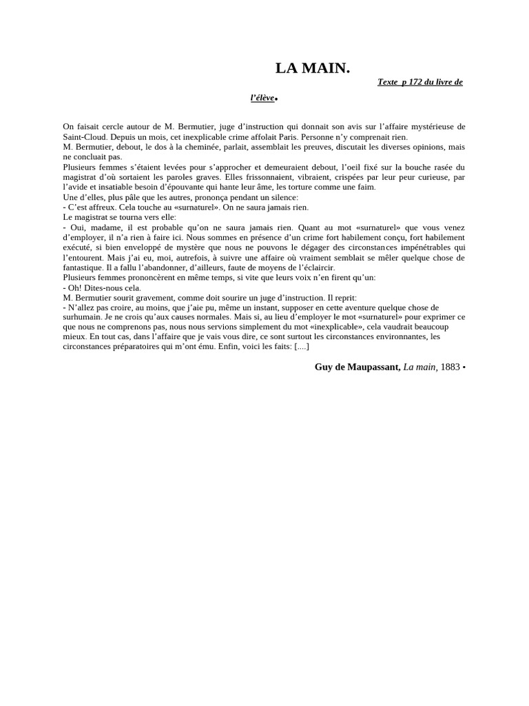 La Main: Mystère et Inexplicable Crime | PDF