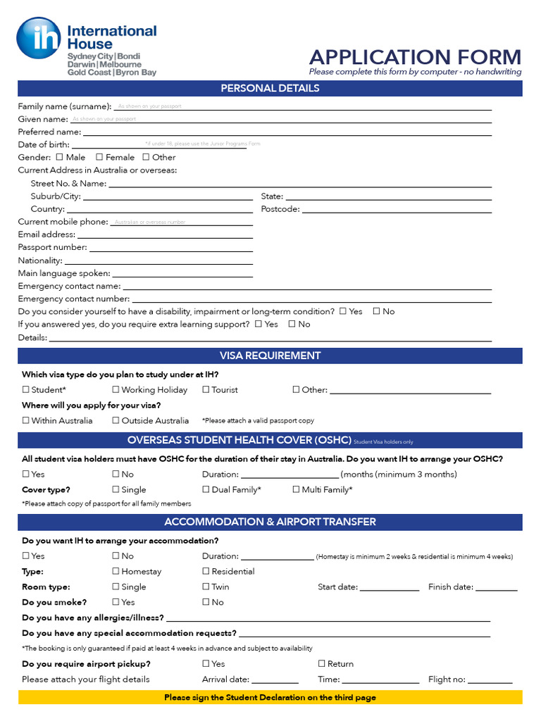 IH and ihBC Application Form | PDF