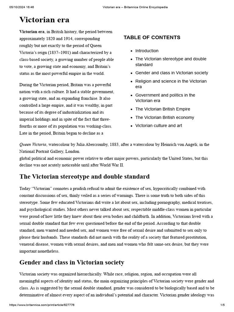 Victorian Era - Britannica Online Encyclopedia | PDF
