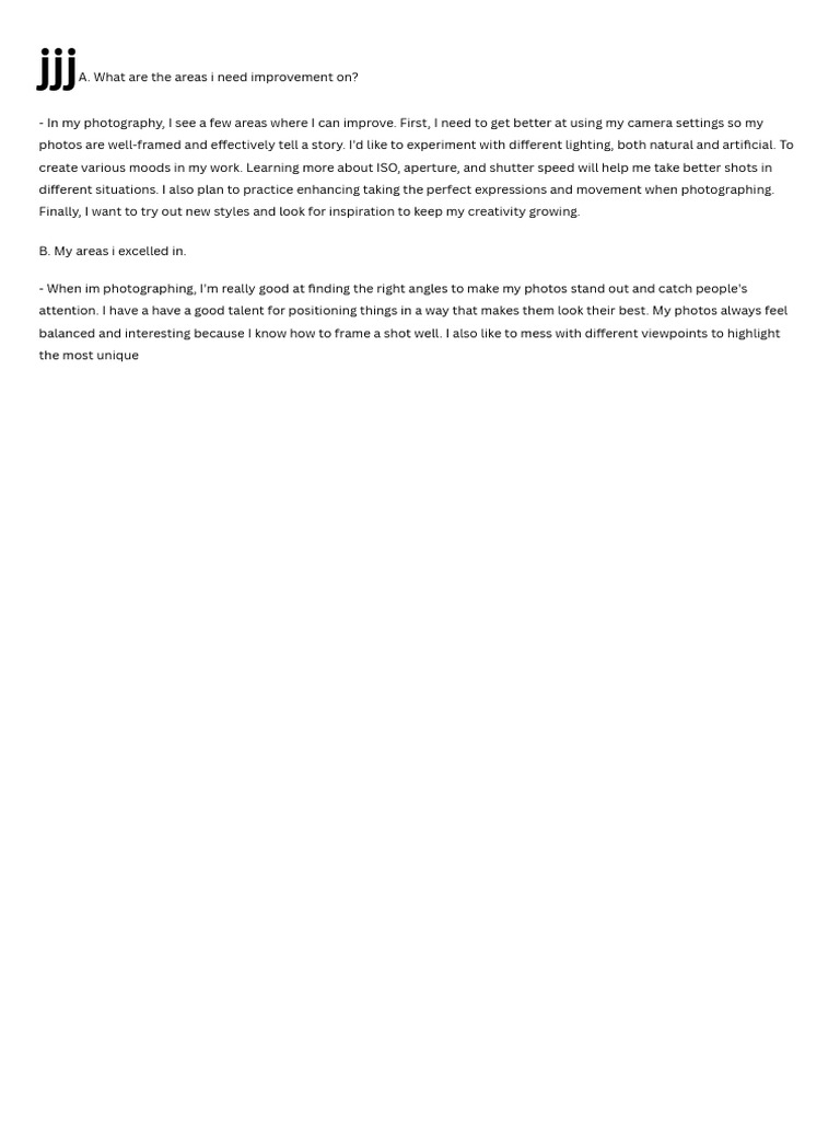 Jjja. What Are The Areas I Need Improvement On PDF | PDF