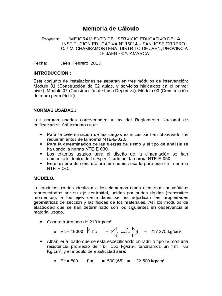 Memoria de Calculo estructura | PDF Memoria de Calculo estructura | PDF