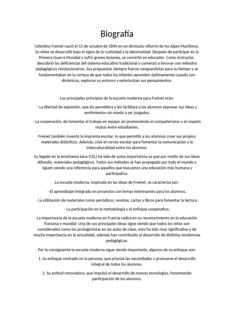 Biografía de celestin freinet | PDF