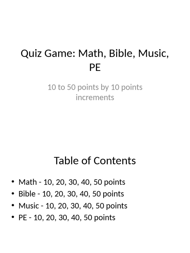 Quiz Game PPT | PDF