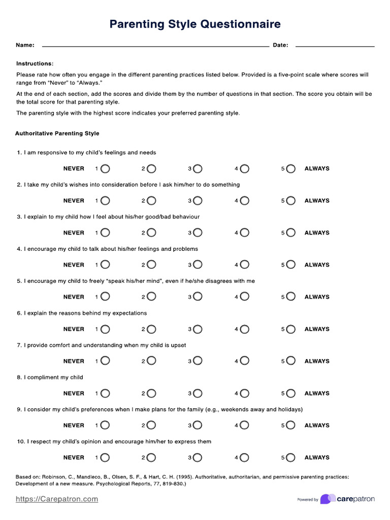 Parenting Styles Qquestionnaires | PDF