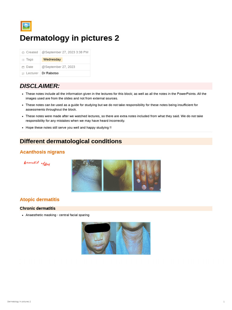 Dermatology in pictures Part 2 | PDF