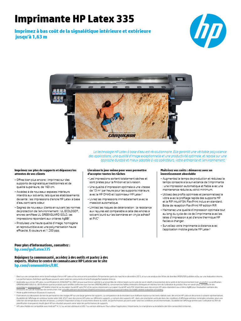 HP Latex 335 Fiche Technique | PDF