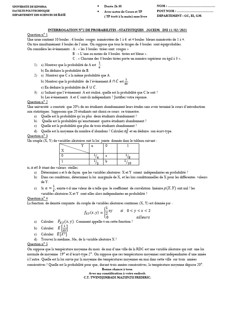Interrogation N Du 11 | PDF