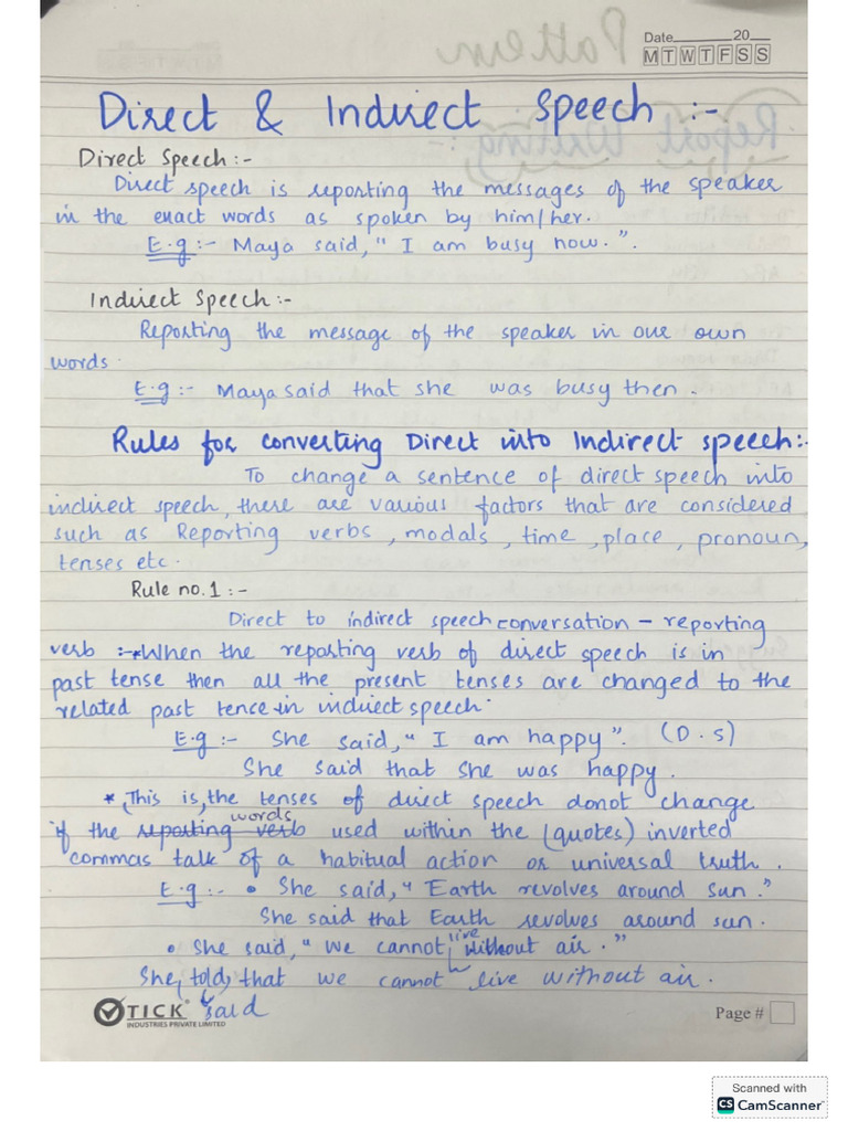 Direct and Indirect Speech | PDF