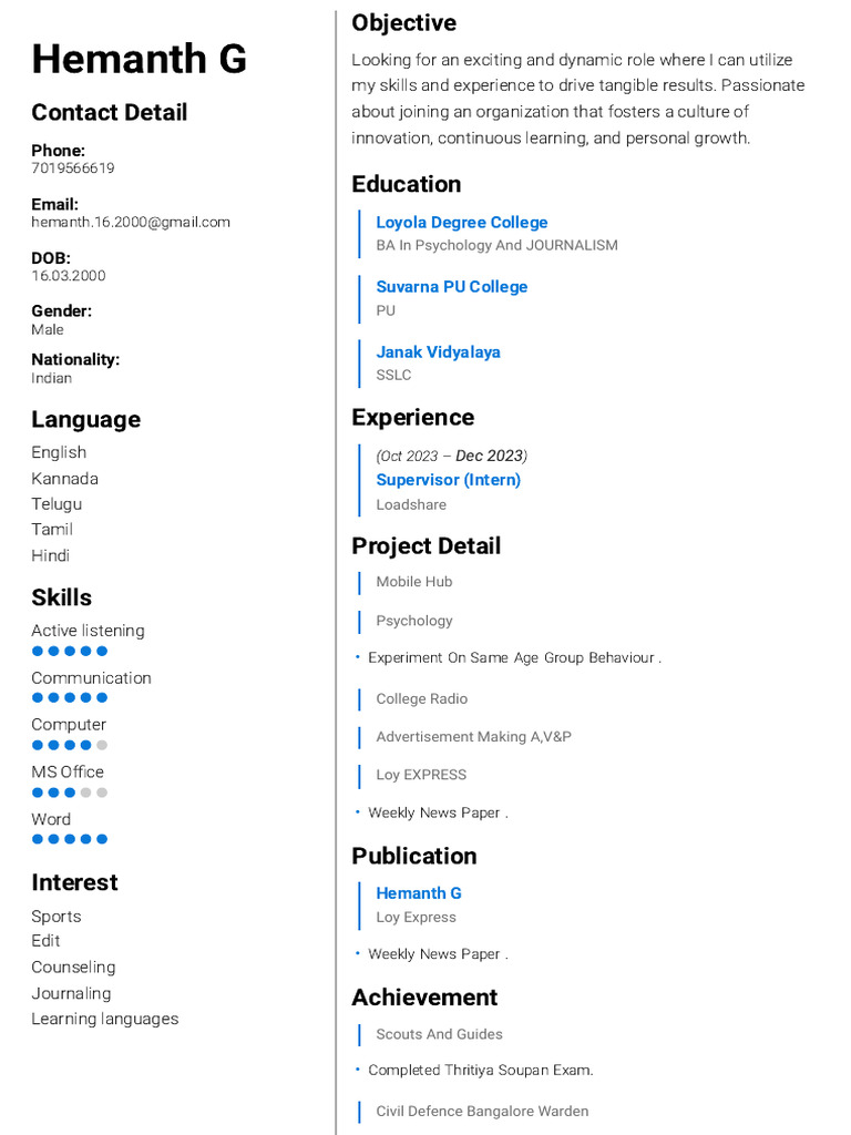 Hemanth Resume Updated | PDF