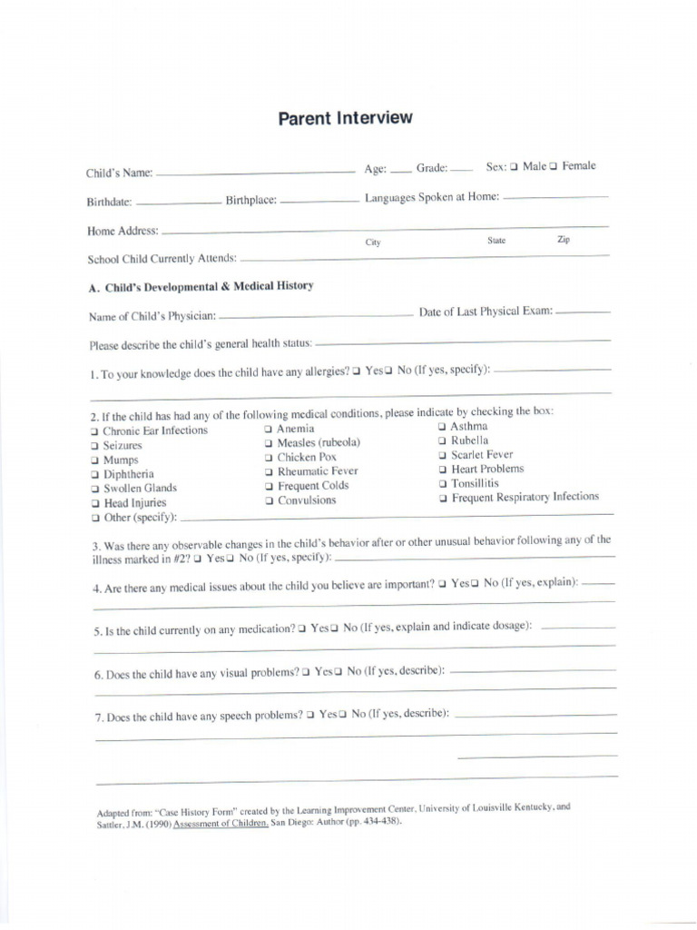 Parent Interview | PDF