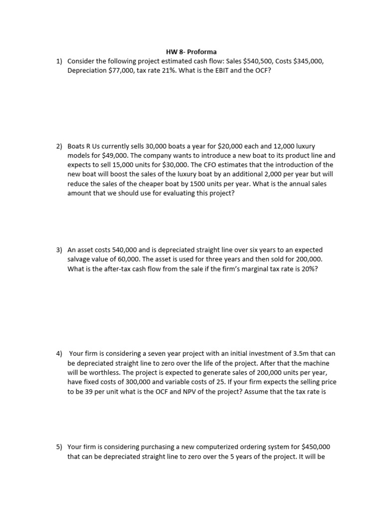 HW 8 ProForma BLANK | PDF