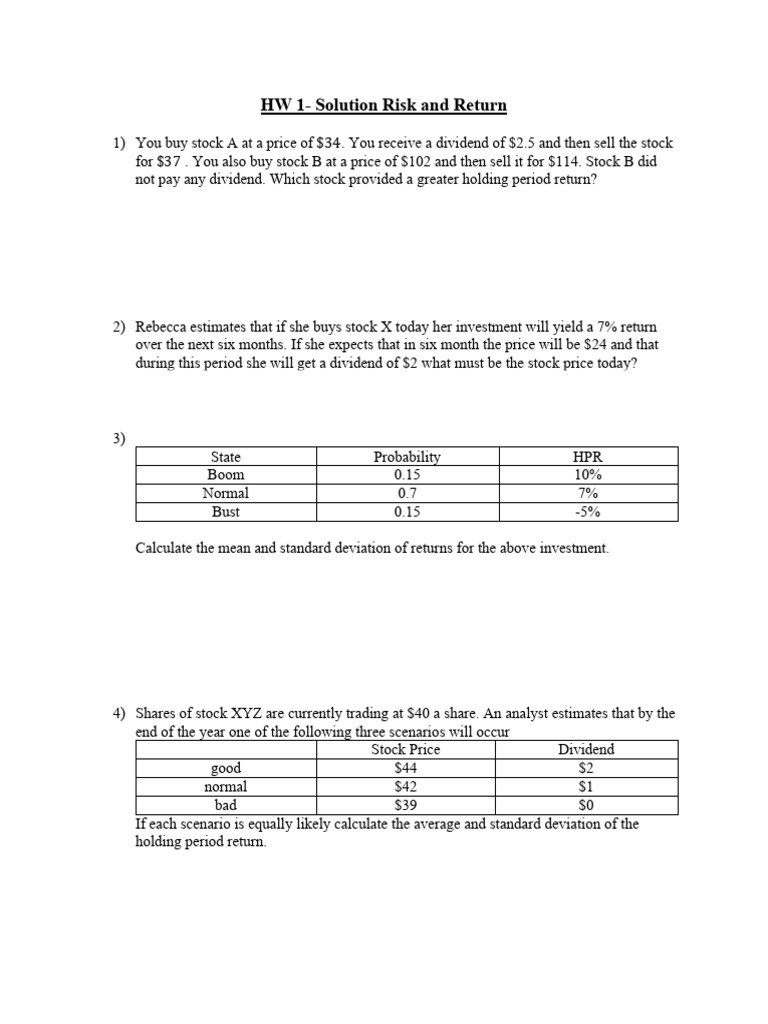 HW 1 Risk BLANK | PDF