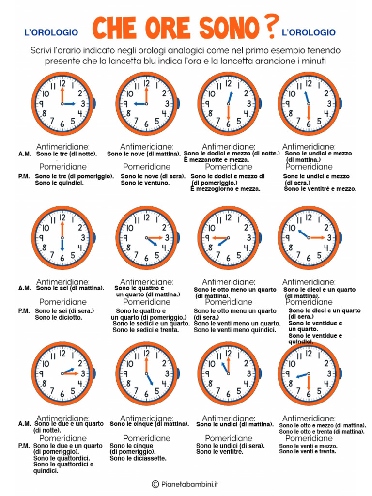 Che Ore Sono Imparando LOrologio | PDF