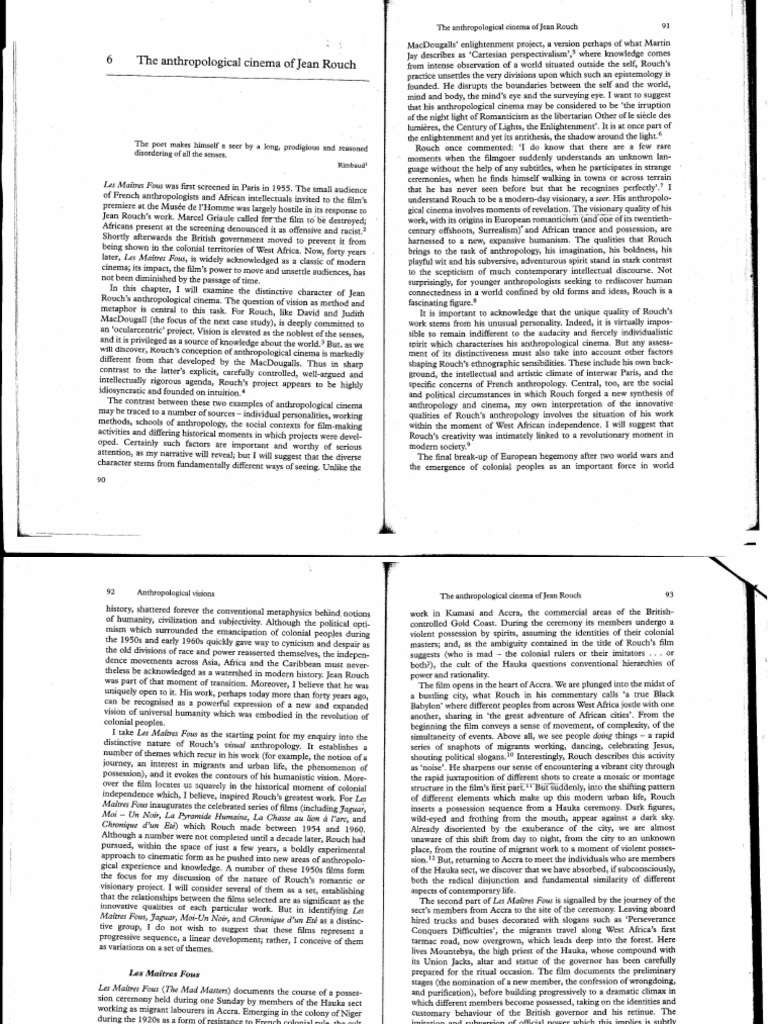 Anna Grimshaw - The Cinema of Jean Rouch (Low Quality) | PDF