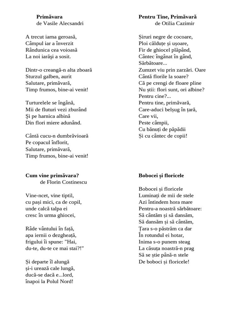 Poezii de Primavara | PDF
