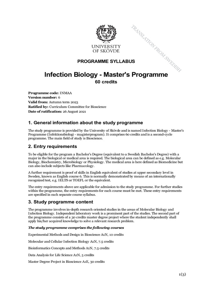 Programme Syllabus INMAA | PDF