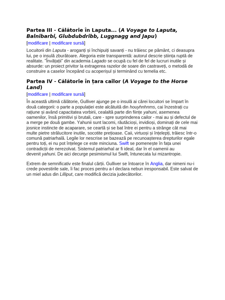 Partea III - Călătorie În Laputa... : A Voyage To Laputa, Balnibarbi ...