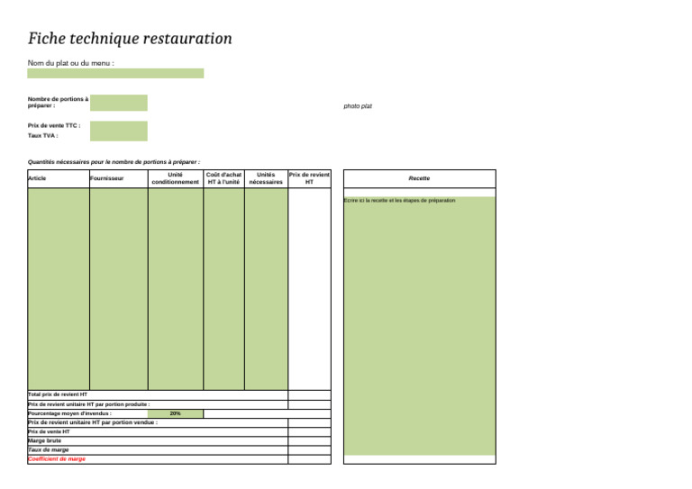 Fiche Technique Restauration | PDF