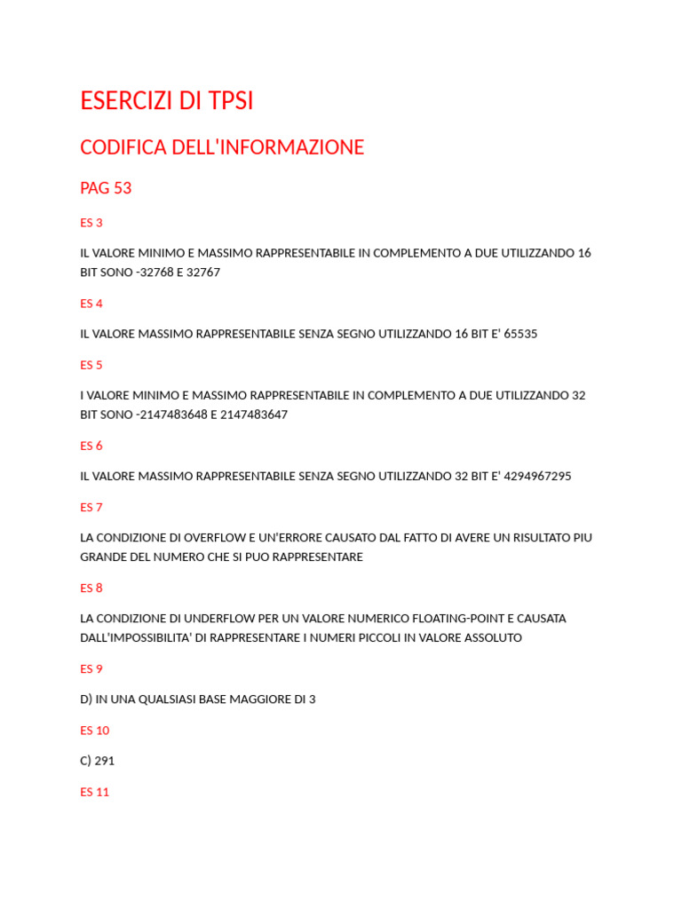 Tpsi Esercizi 3 Sup | PDF