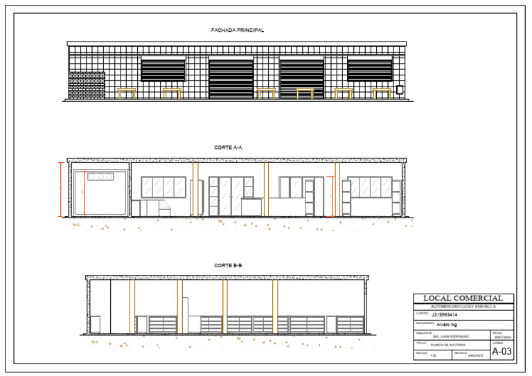 PLANO DE FACHADA Y CORTE LOCAL | PDF