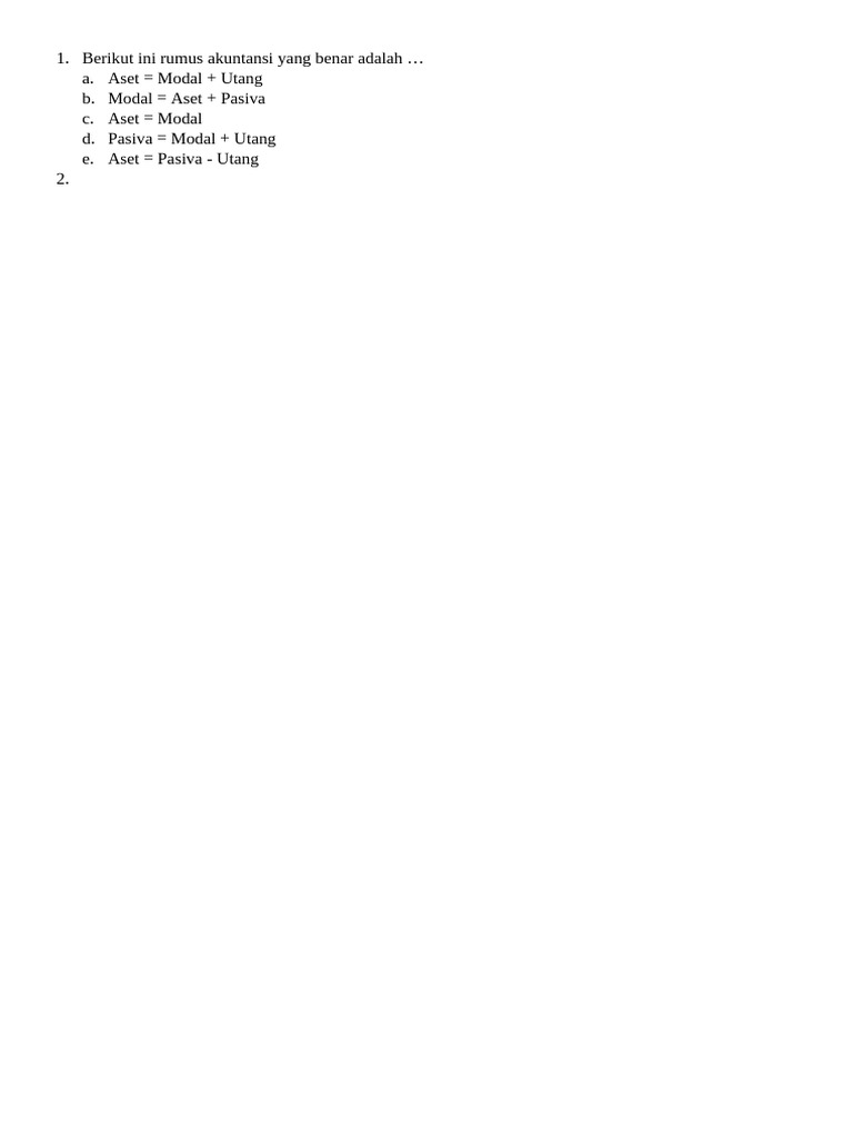 Pilgan Persamaan Dasar Akuntansi | PDF