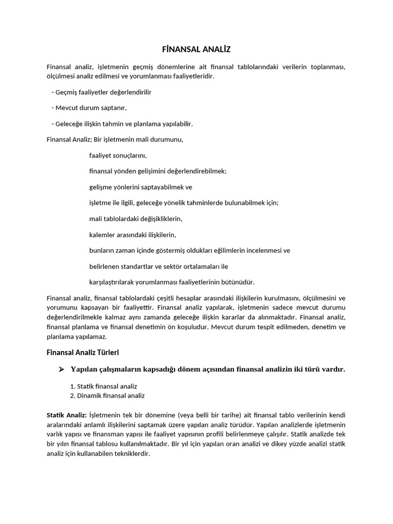 4 Finansal Analiz 1 | PDF