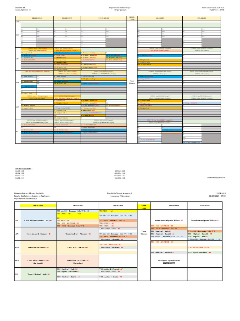 Edts-Dpt Info 2024-2025 - Provisoire | PDF