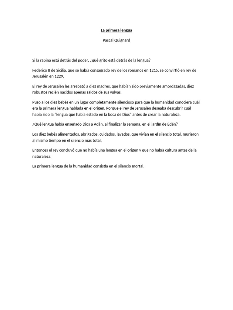 La Primera Lengua | PDF