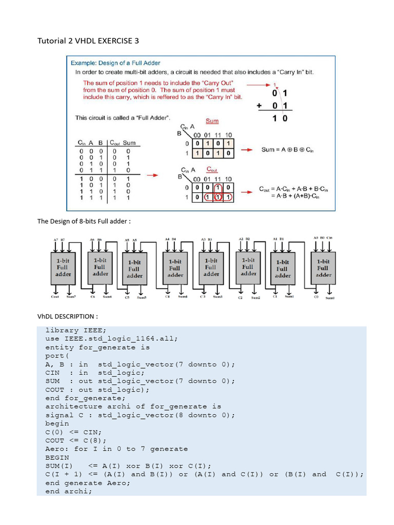 Tutorial VHDL 2 Correction EXERCISE 3 | PDF
