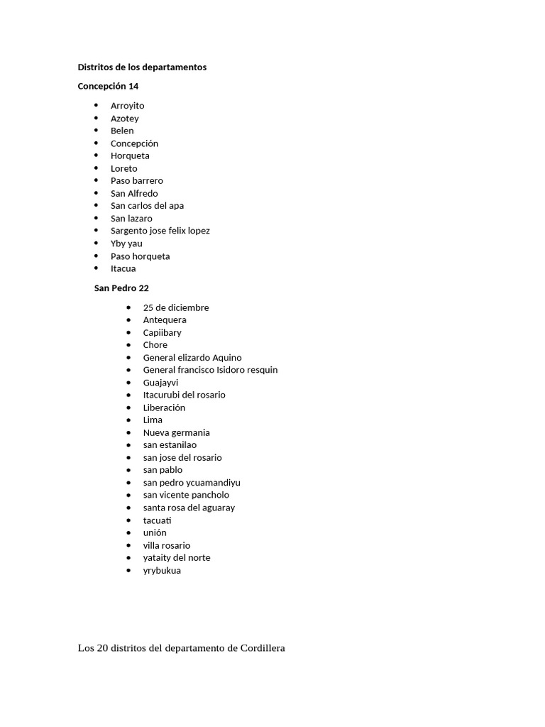 Distritos de Los Departamentos | PDF