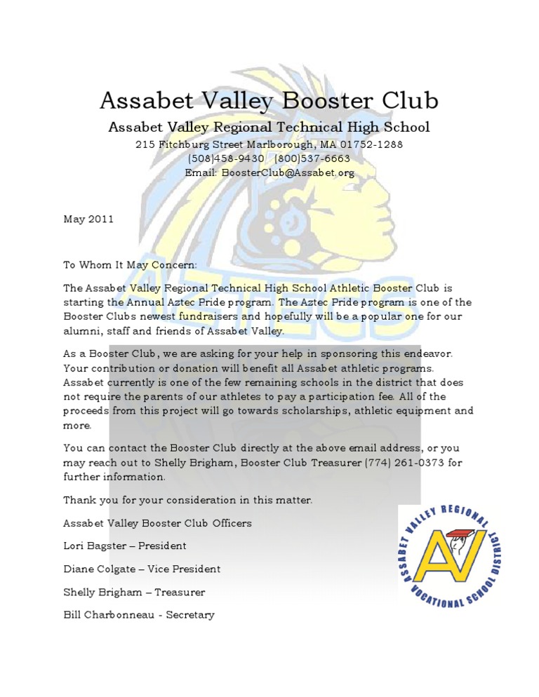 Assabet Valley Aztec Pride Fundraiser | PDF