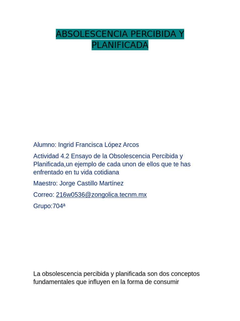 Obsolescencia Percibida y Planificada | PDF